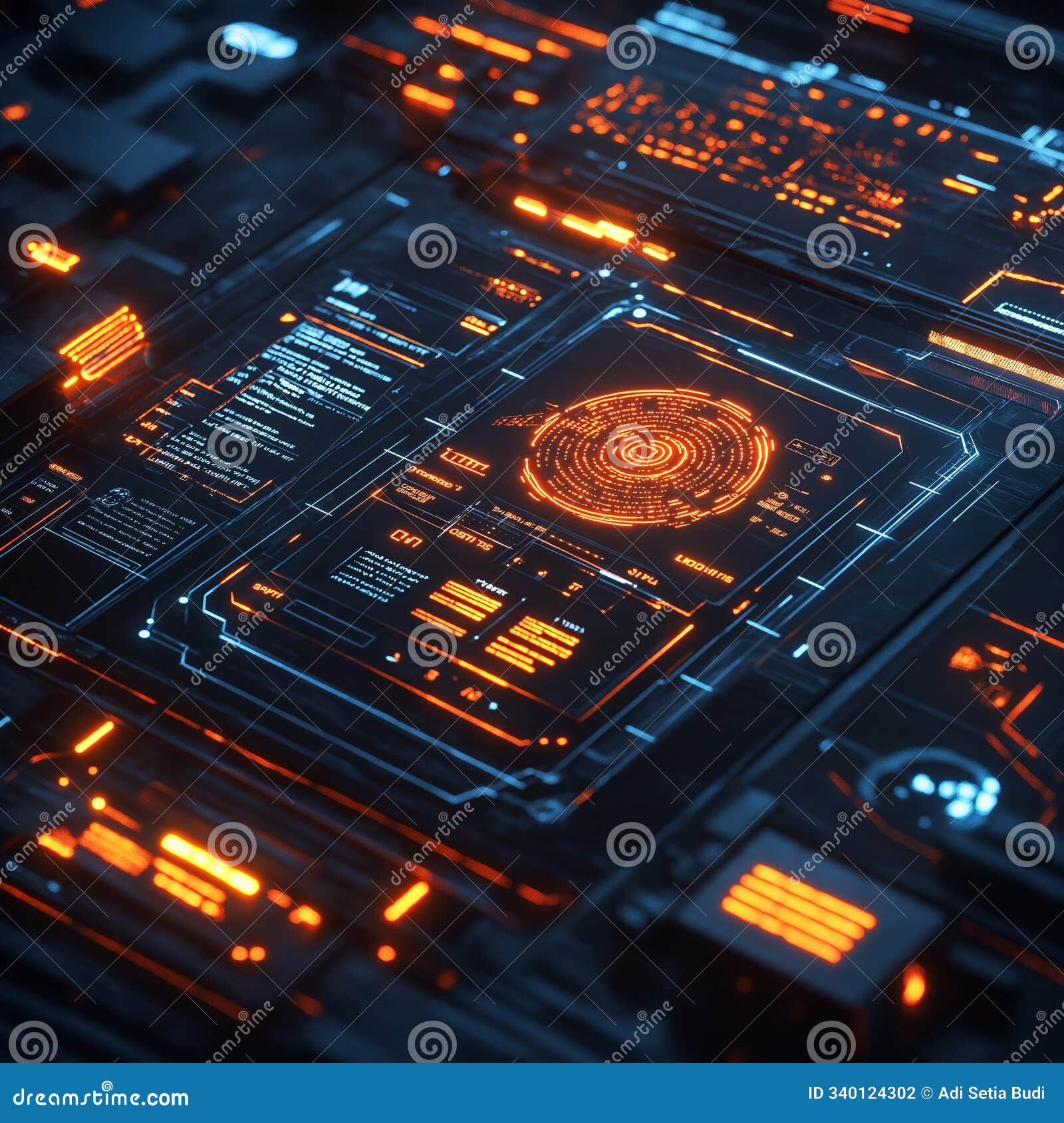 A Digital Lock Interface with Glowing Biometric Fingerprints Stock ...