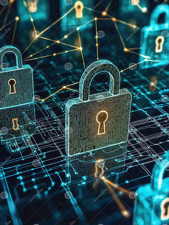 Digital Lock and Key Illustration Representing Cybersecurity Concepts ...