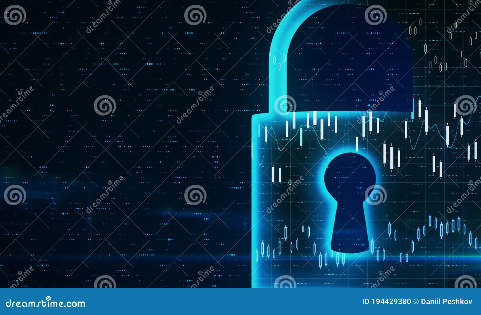 Digital Lock and Marketing Analysis Interface on Virtual Screen Stock ...