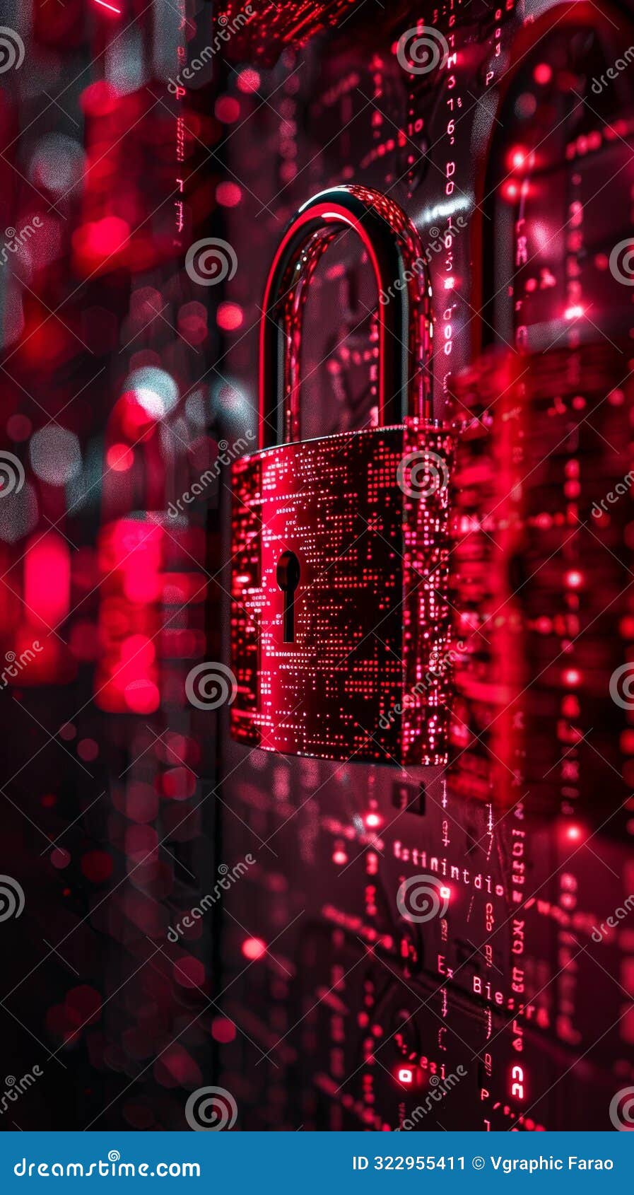 Digital Lock with Neon Red Lighting in a Cyber Environment Stock Image ...