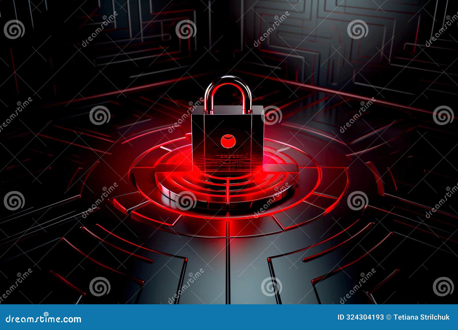 Digital Lock with Red Interface, Ideal for Cybersecurity Concepts. Red ...