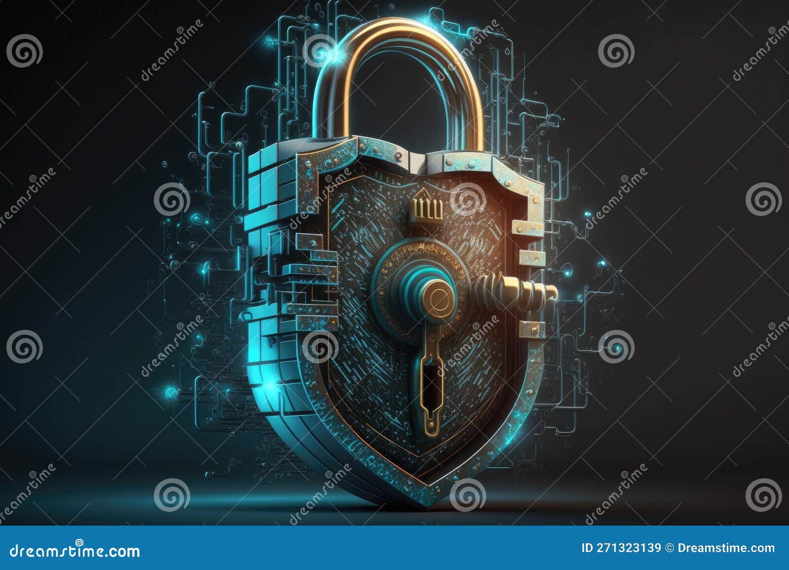 Digital Lock Representing Cyber Security. Generative AI Stock ...