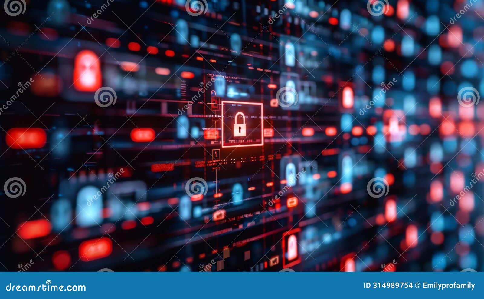 Security Lock Screen with Red and Blue Lights Stock Photo - Image of ...