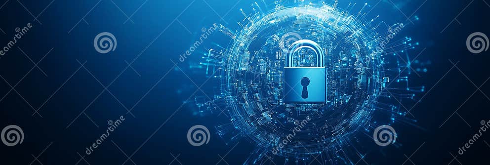 Digital Lock with Secure Network Connections in a Blue Digital Sphere ...