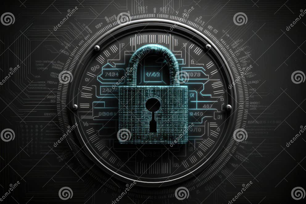 Digital Lock Security Illustration. Generative AI Stock Illustration ...