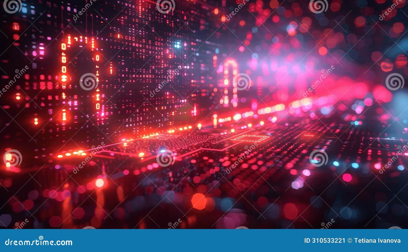 The Digital Lock: Sentinel of Cybersecurity. Stock Illustration ...