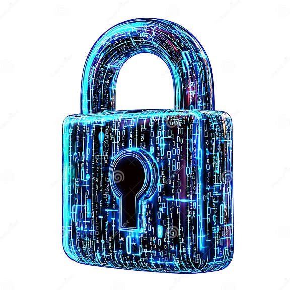 Digital Lock Surrounded by Flowing Binary Code Stock Illustration ...