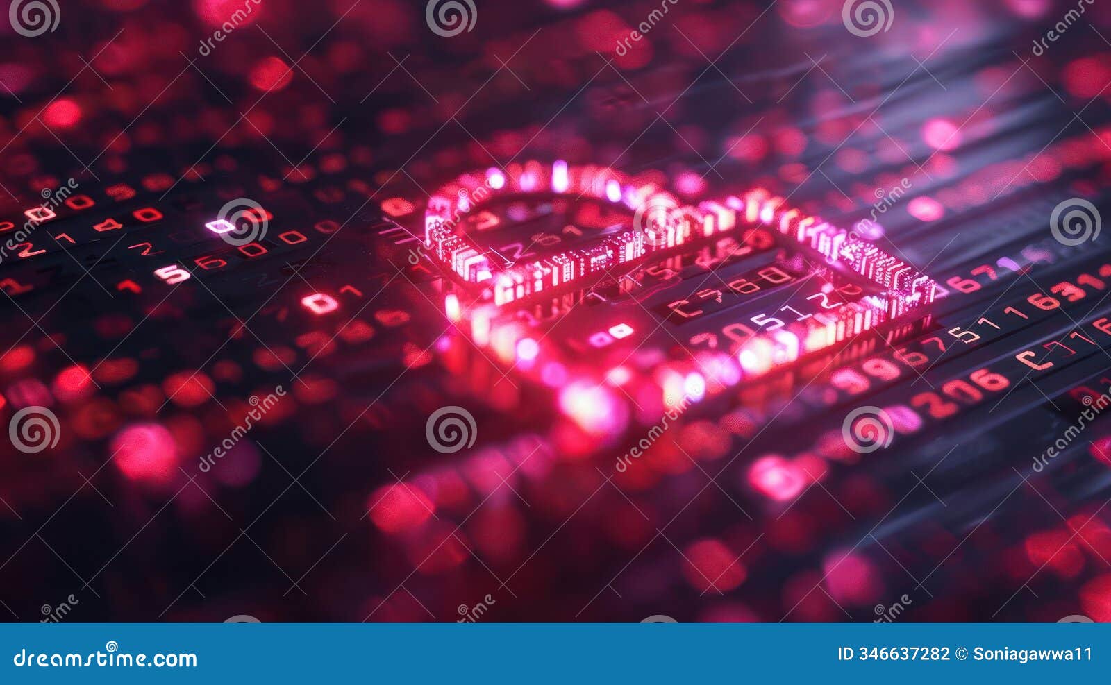 A Digital Lock Symbol Amidst Glowing Binary Code, Representing Cybersecurity and Data Protection ...