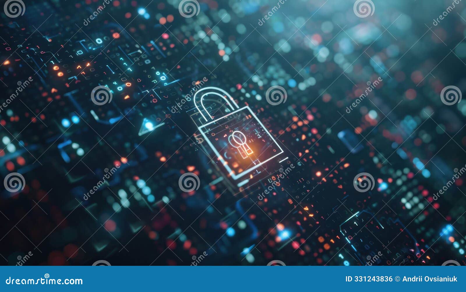 Digital Lock Symbol on a Glowing Network Background Representing ...