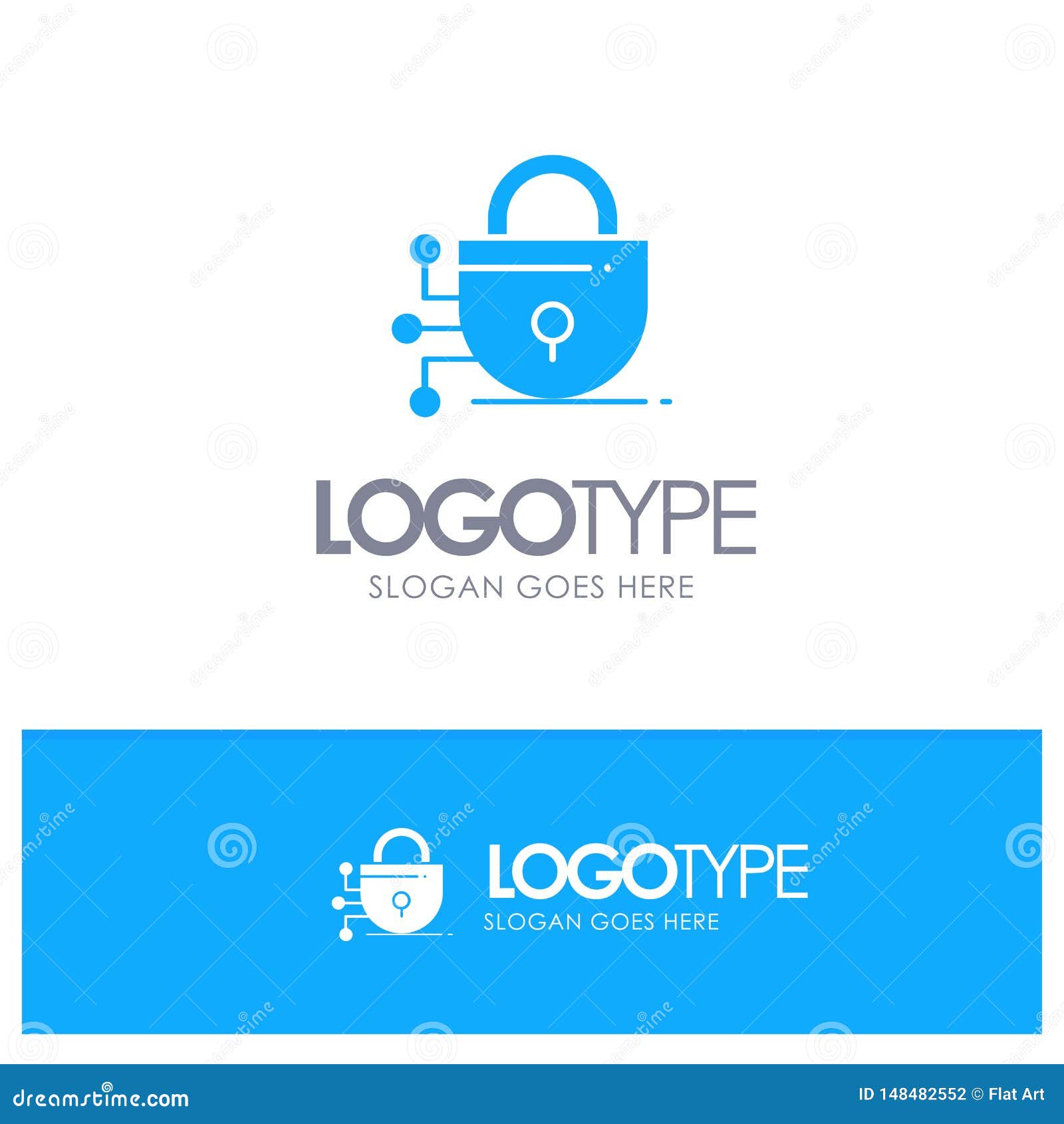Digital, Lock, Technology Blue Solid Logo with Place for Tagline Stock ...