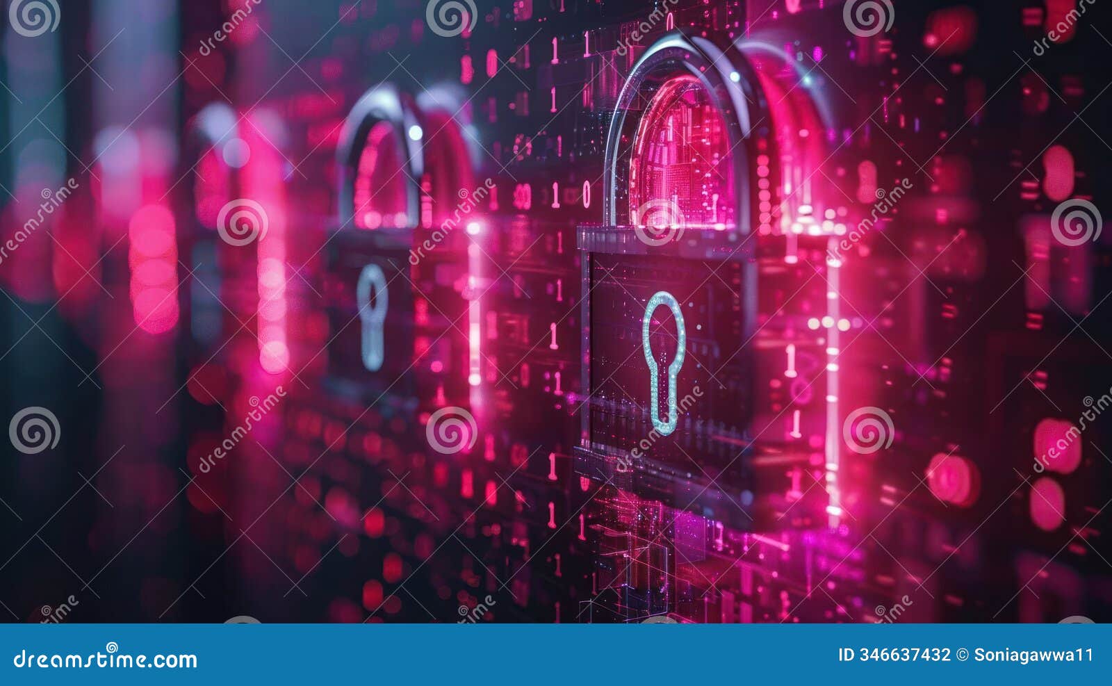 Digital Locks with Binary Code Background, Symbolizing Cybersecurity and Data Protection Stock ...