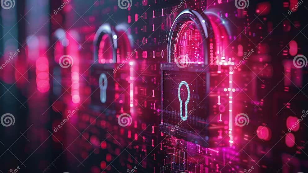 Digital Locks with Binary Code Background, Symbolizing Cybersecurity ...