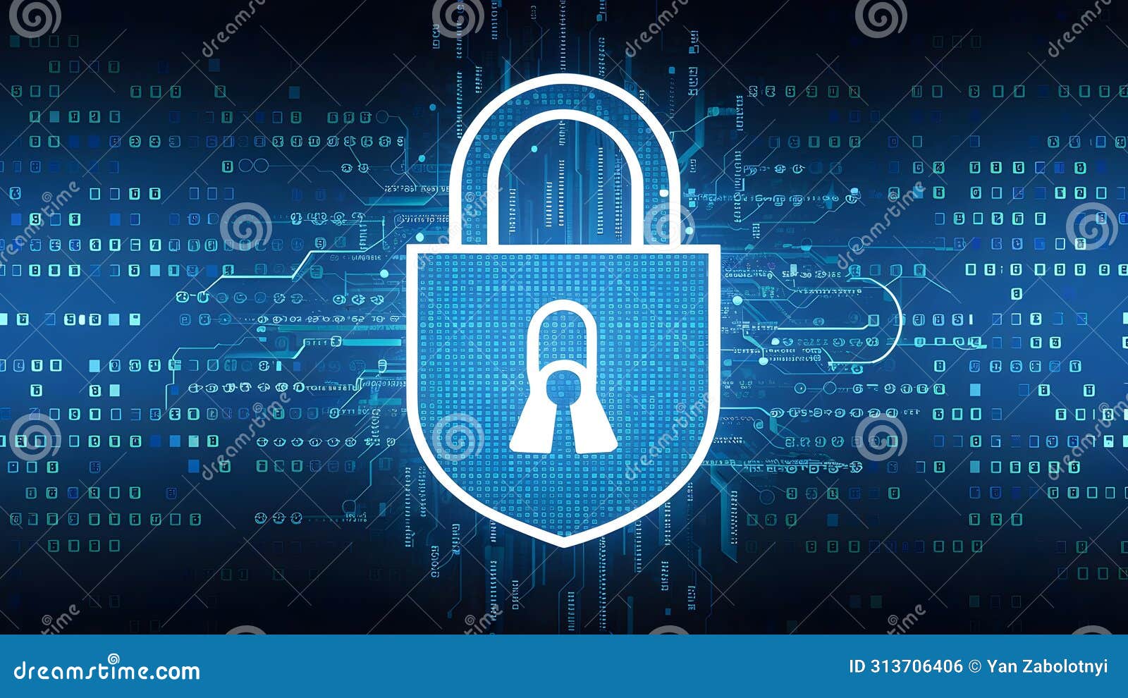 Digital Locks And Firewalls Protect Networks From Cyber Threat Concept
