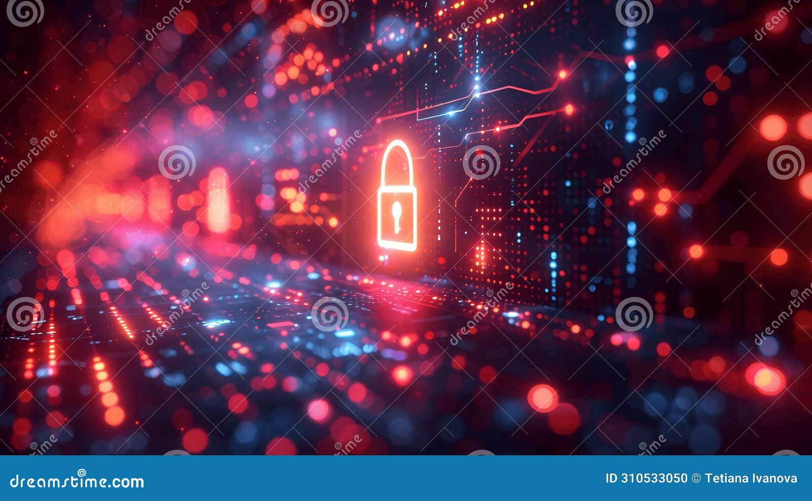 Digital Locks, the Keys To Cybersecurity. Stock Illustration ...