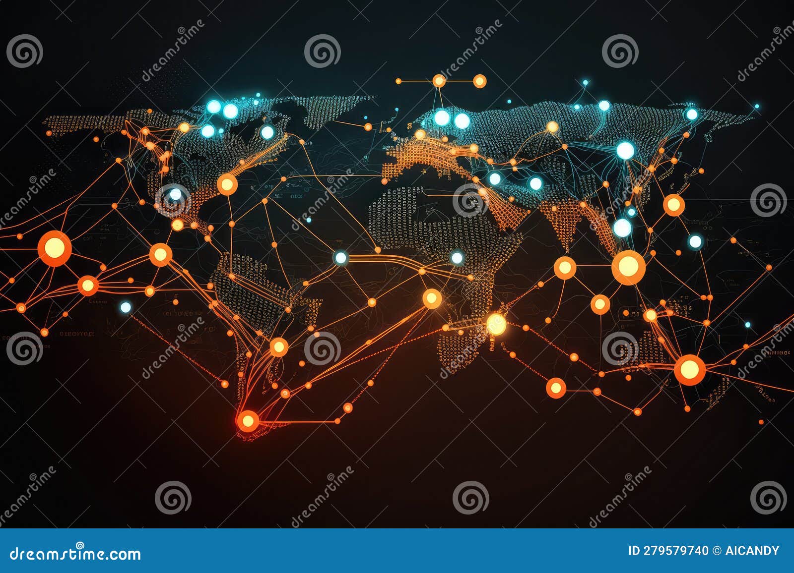 Digital Logistics Network with Nodes and Connections Stock Illustration ...