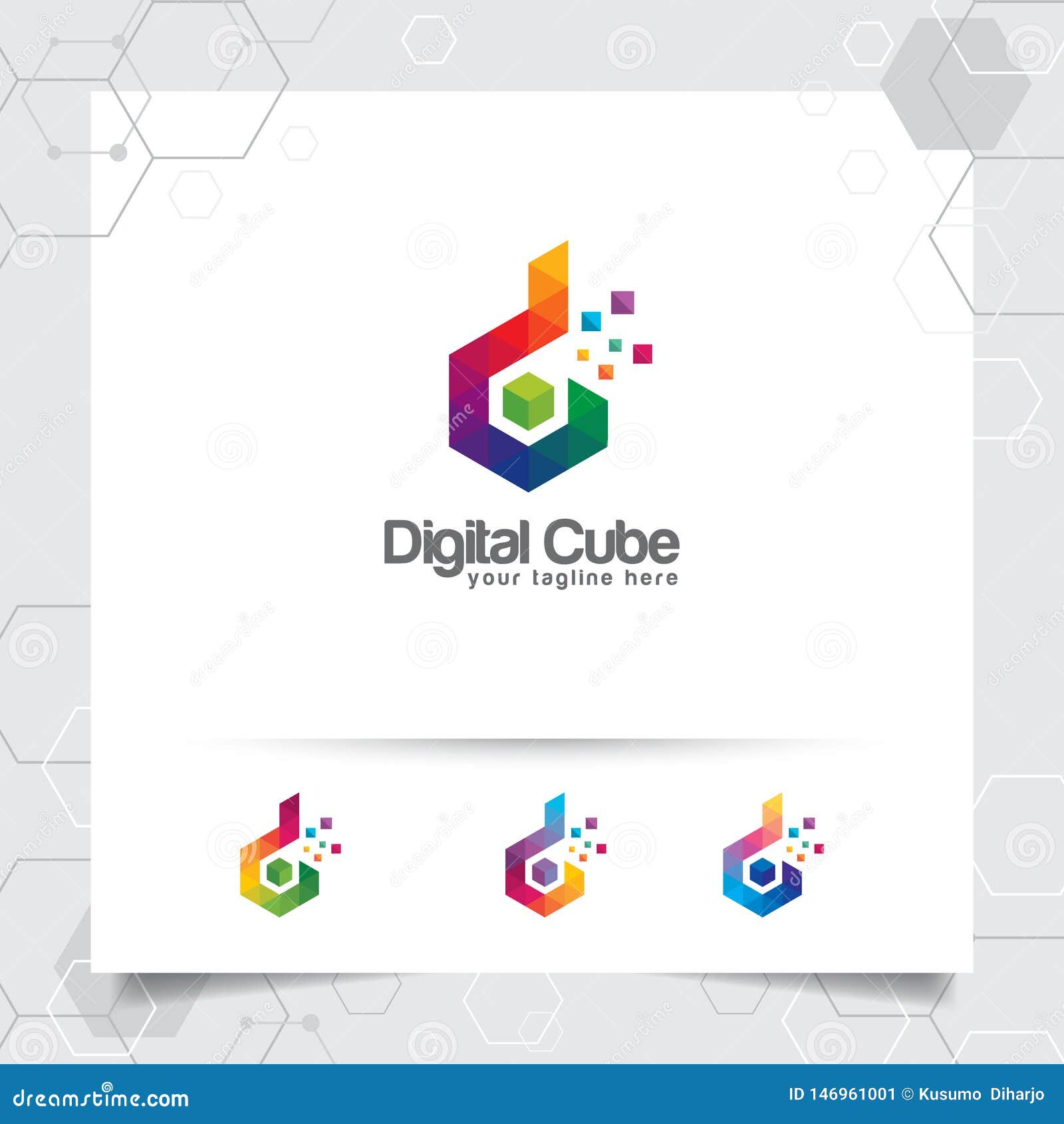 Digital Logo Design Vector Letter D Concept with Modern Colorful Pixel ...