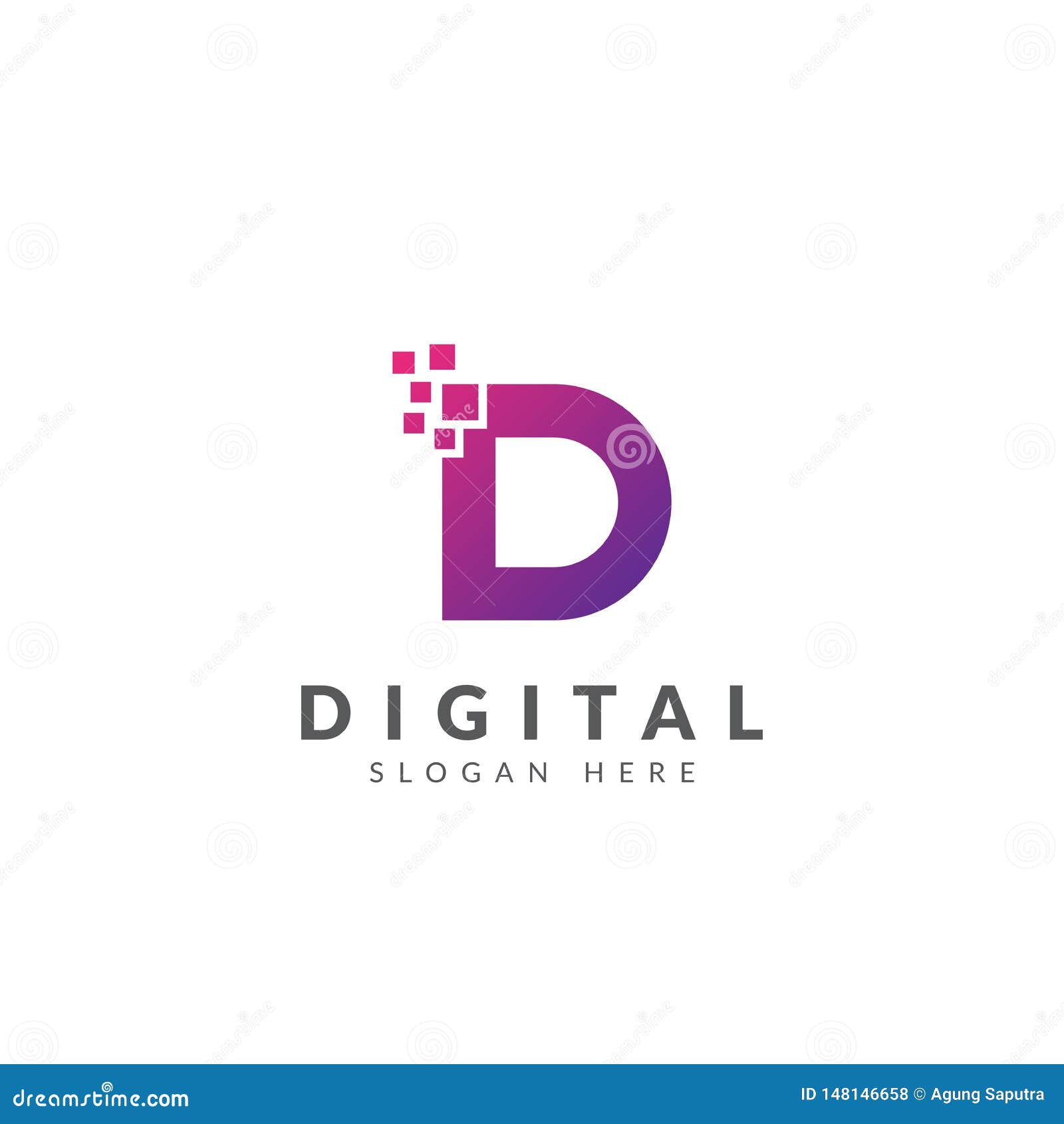 Digital Logo Template Vector Design with Letter D Stock Vector ...