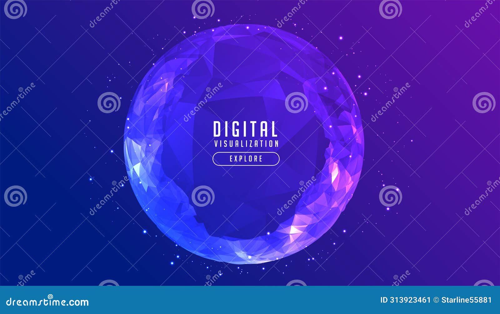 Digital Low Poly Circular Sphere Technology Concept Background Stock ...