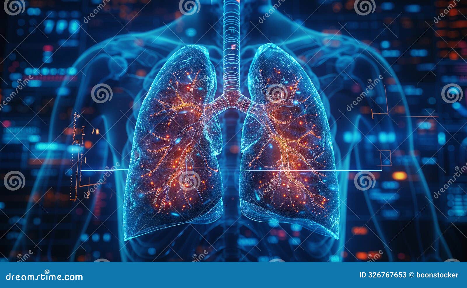 Digital Lung Anatomy Visualization. AI Generated. Stock Illustration ...