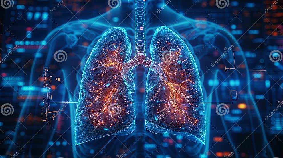 Digital Lung Anatomy Visualization. AI Generated. Stock Illustration ...