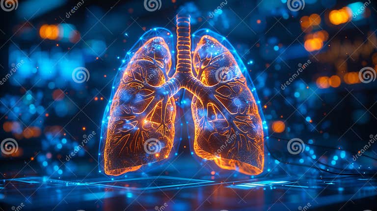 Digital Lung Anatomy Visualization. AI Generated. Stock Illustration ...