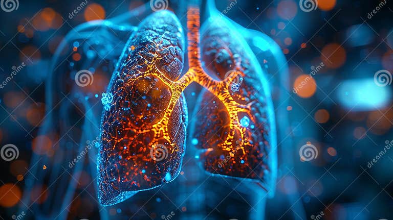 Digital Lung Anatomy Visualization. AI Generated. Stock Illustration ...