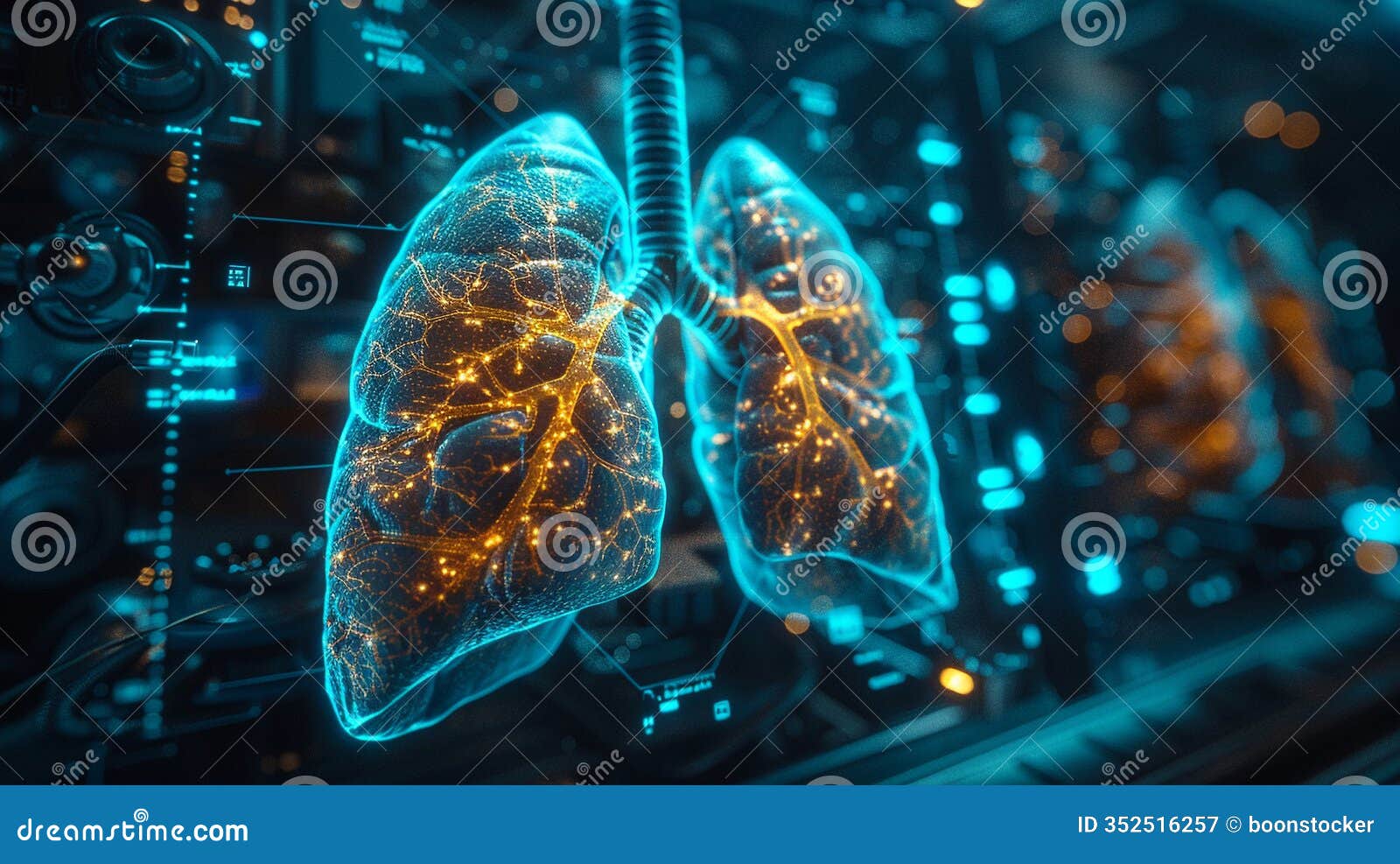 Digital Lung Anatomy Visualization. AI Generated. Stock Illustration ...