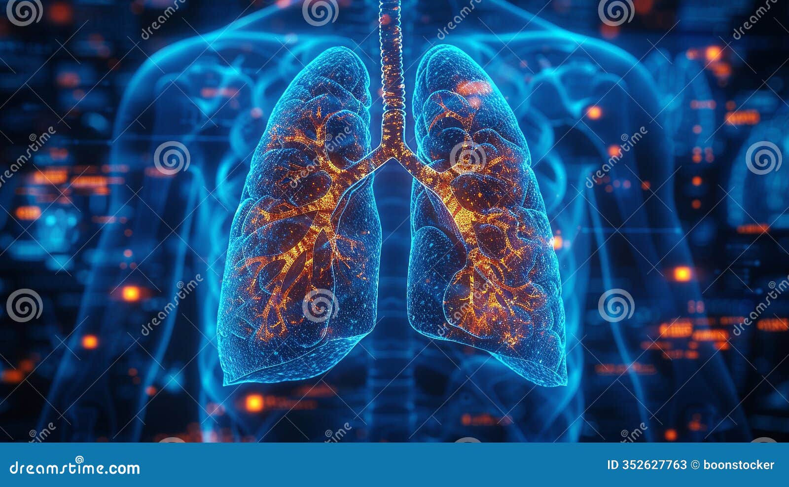 Digital Lung Anatomy Visualization. AI Generated. Stock Illustration ...
