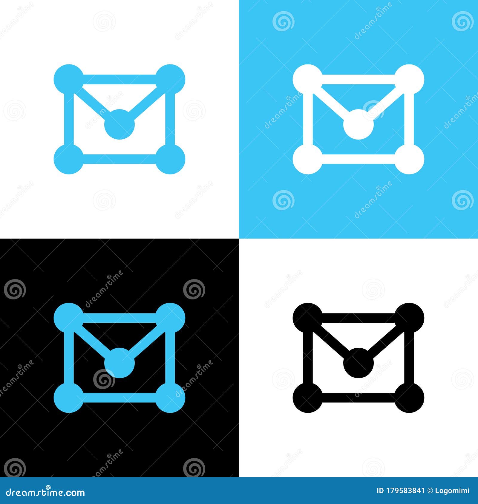 Digital Mail Logo, Envelope Icon Design, Connected Dots Symbol, Email ...