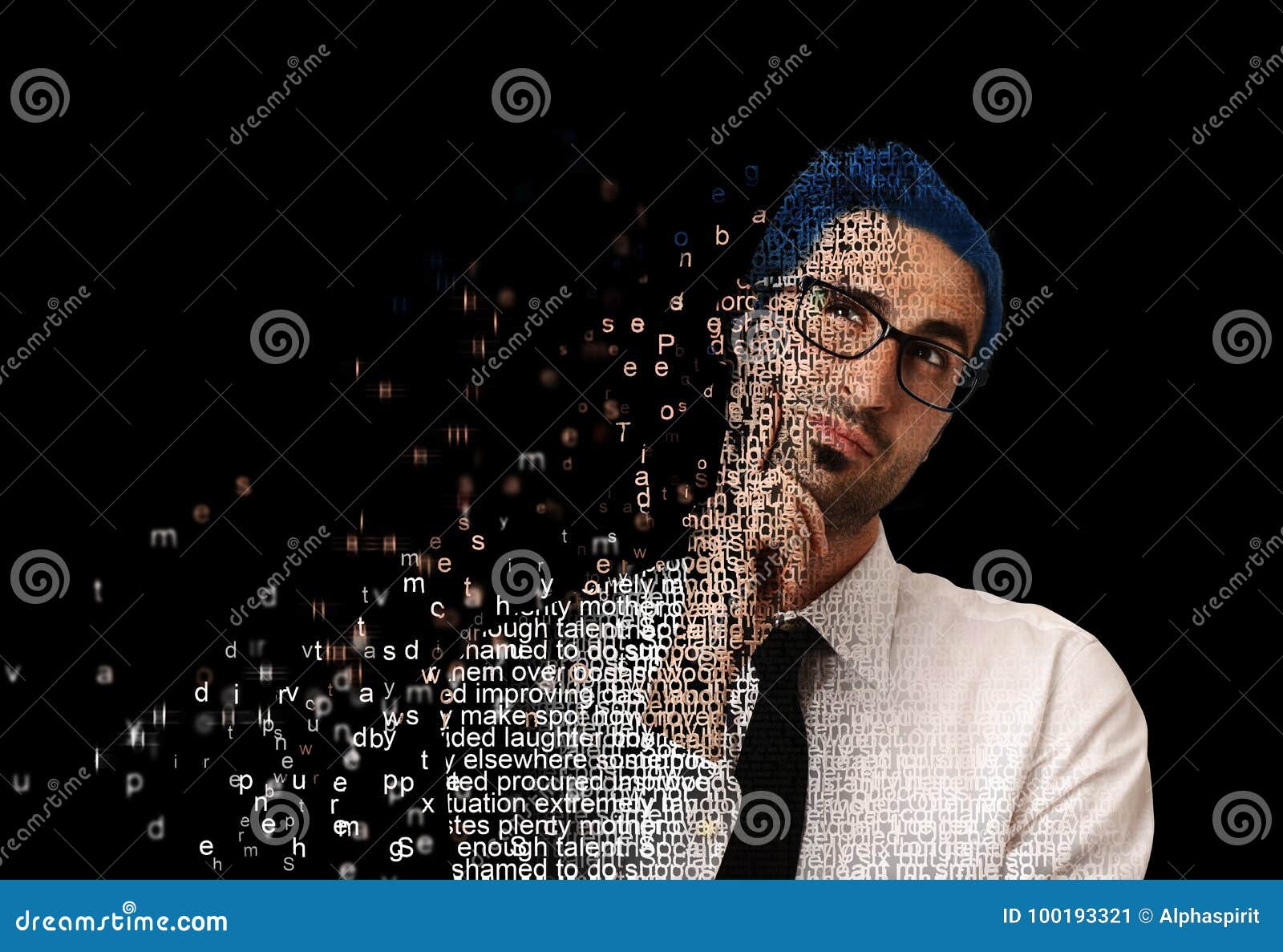 Digital man with code stock image. Image of blue, question - 100193321