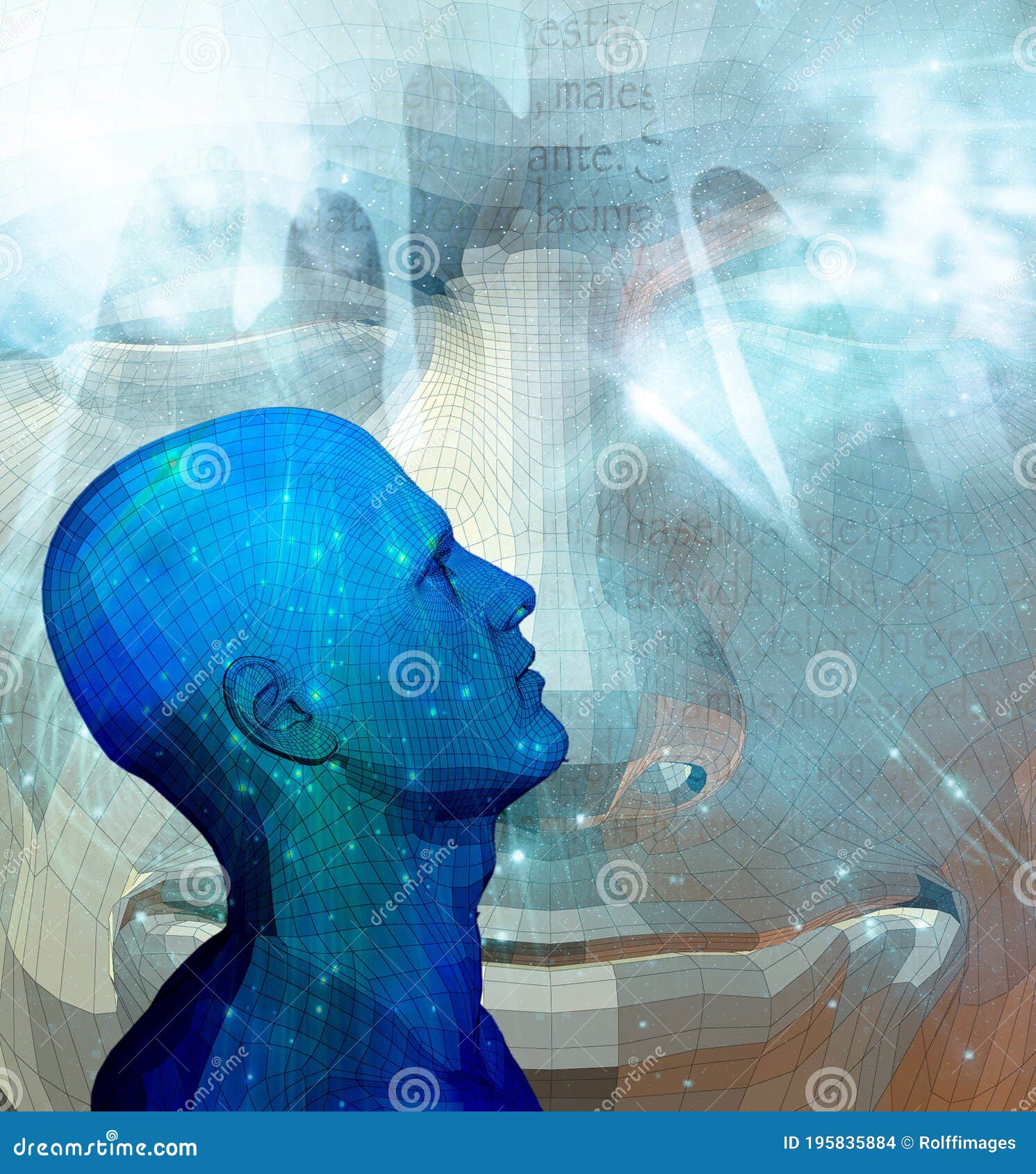 Digital Man stock illustration. Illustration of fantasy - 195835884