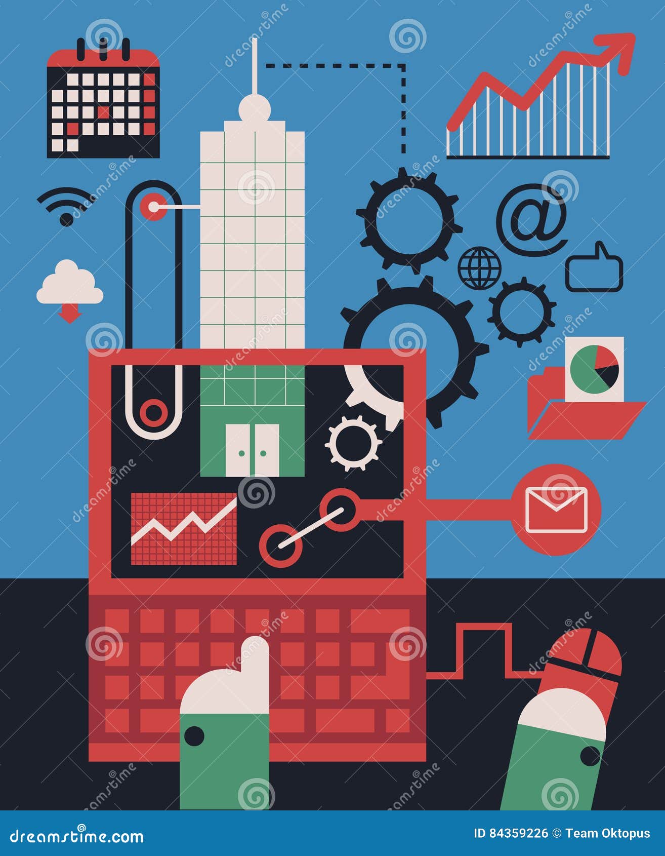 Digital-Management vektor abbildung. Illustration von aufgebaut - 84359226