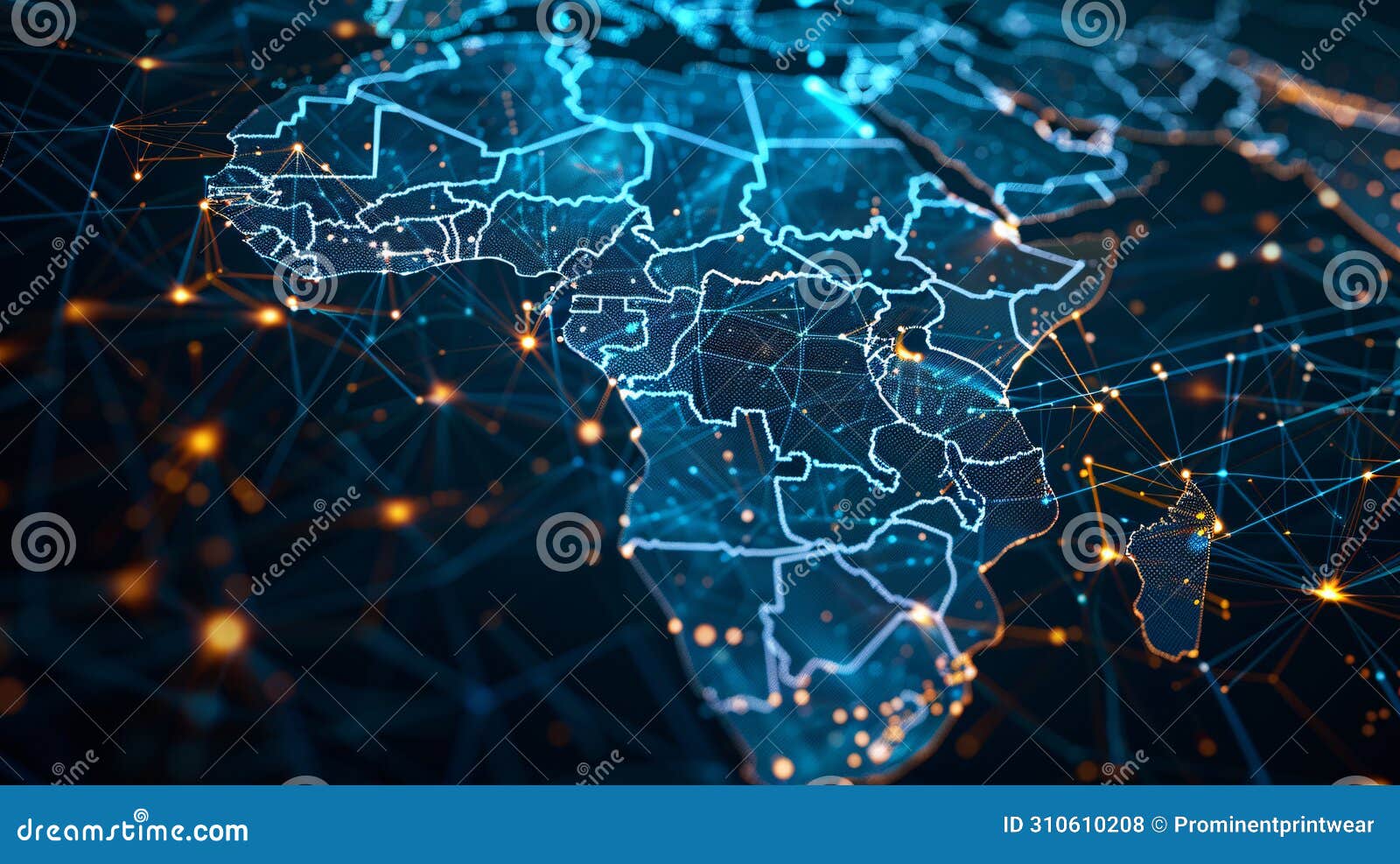 Digital Map of Africa, Concept of Global Network and Connectivity, High ...