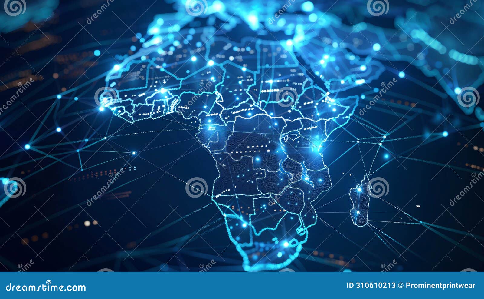 Digital Map of Africa, Concept of Global Network and Connectivity, High ...