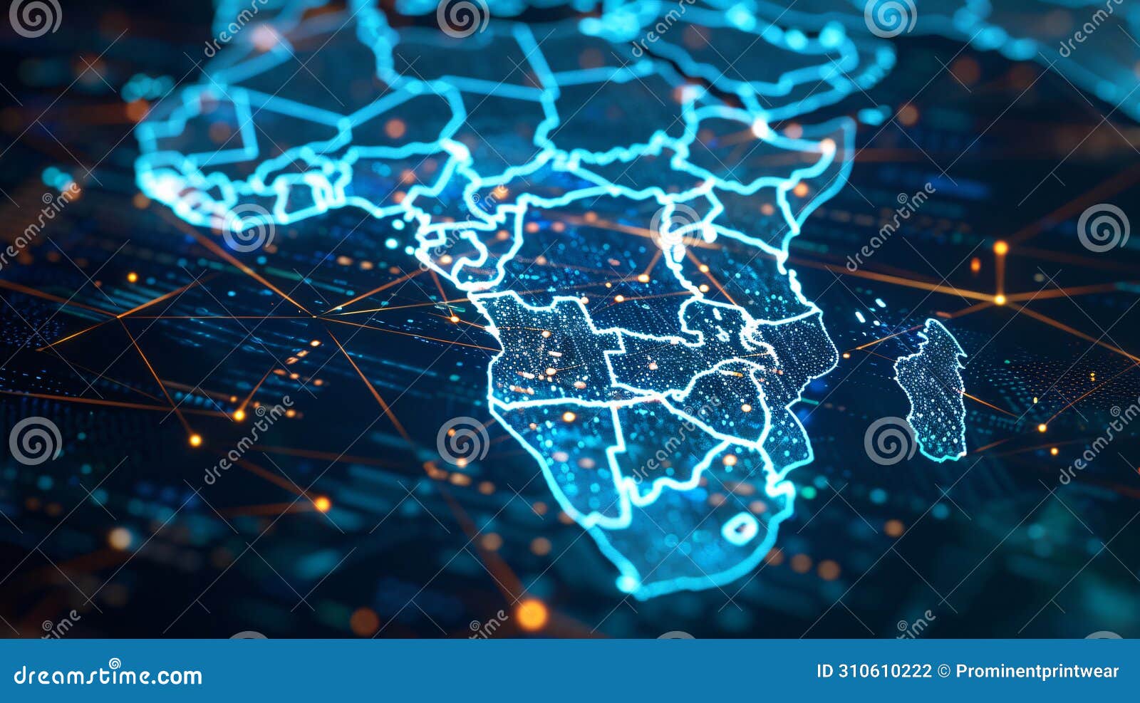 Digital Map of Africa, Concept of Global Network and Connectivity, High ...