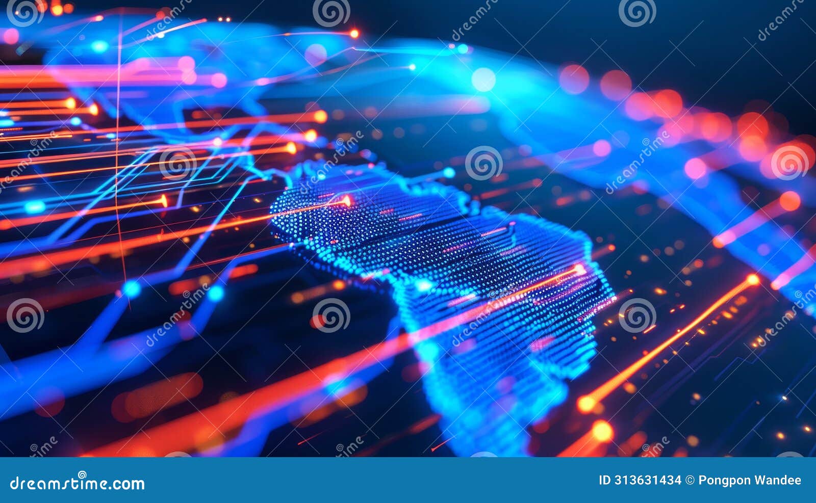 A Digital Map of Africa, Highlighted with Dynamic Lines and Dots ...