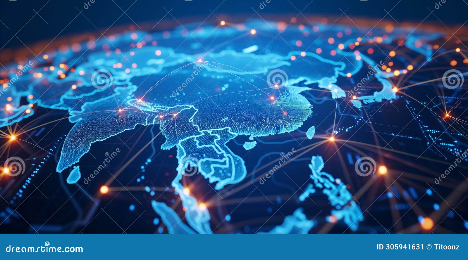 Digital Map of Asia, Concept of Global Network and Connectivity Stock ...