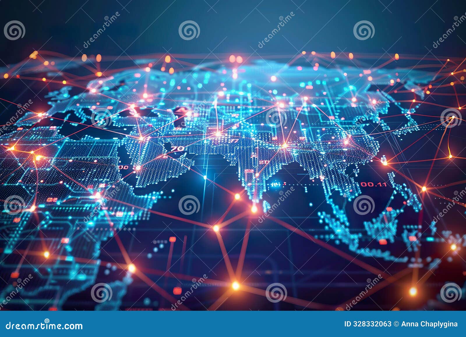 Digital Map of Asia Highlighting Connectivity and Data Networks Stock ...