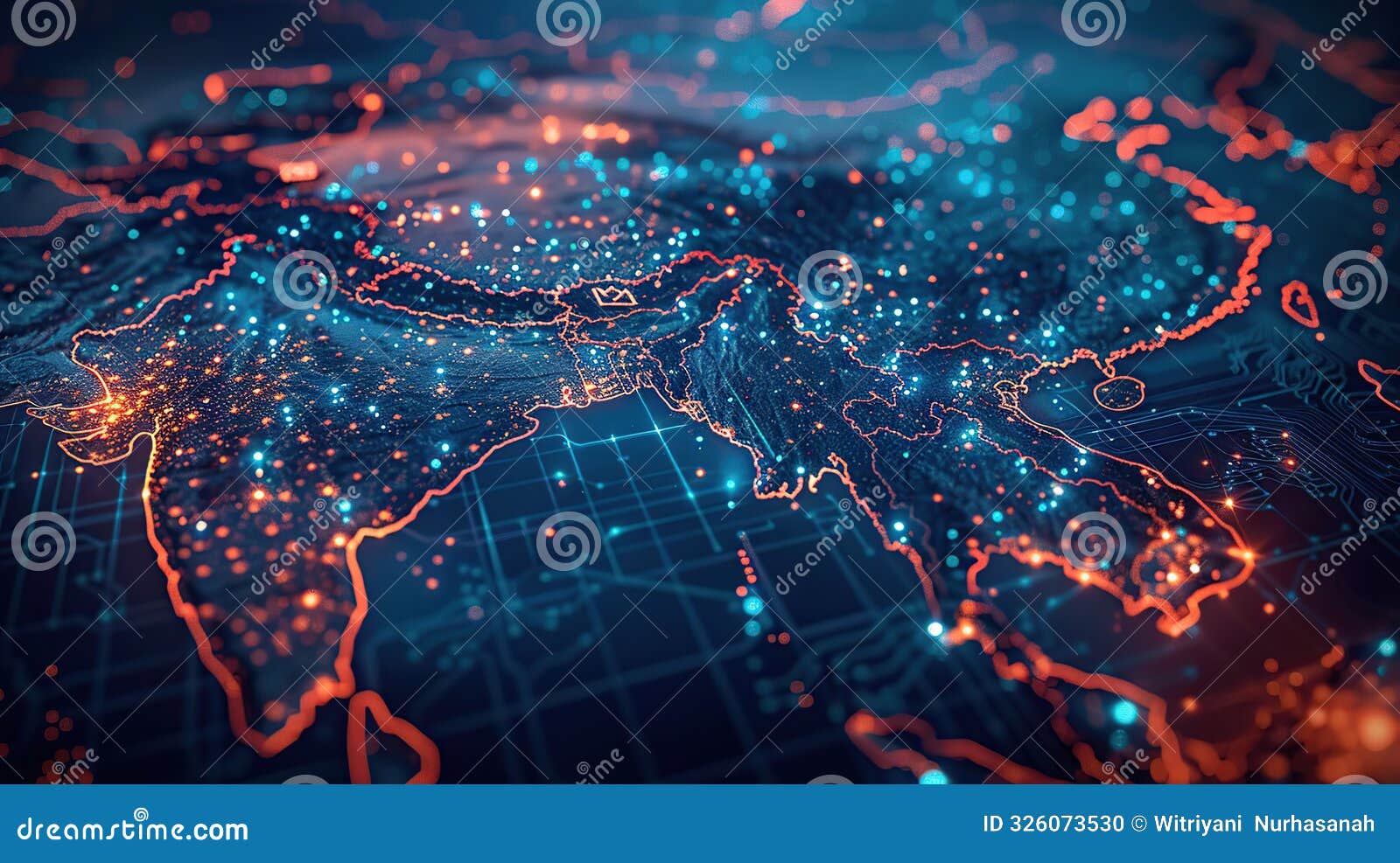 Digital Map of Asia: a Visual Representation of Connectivity Stock ...