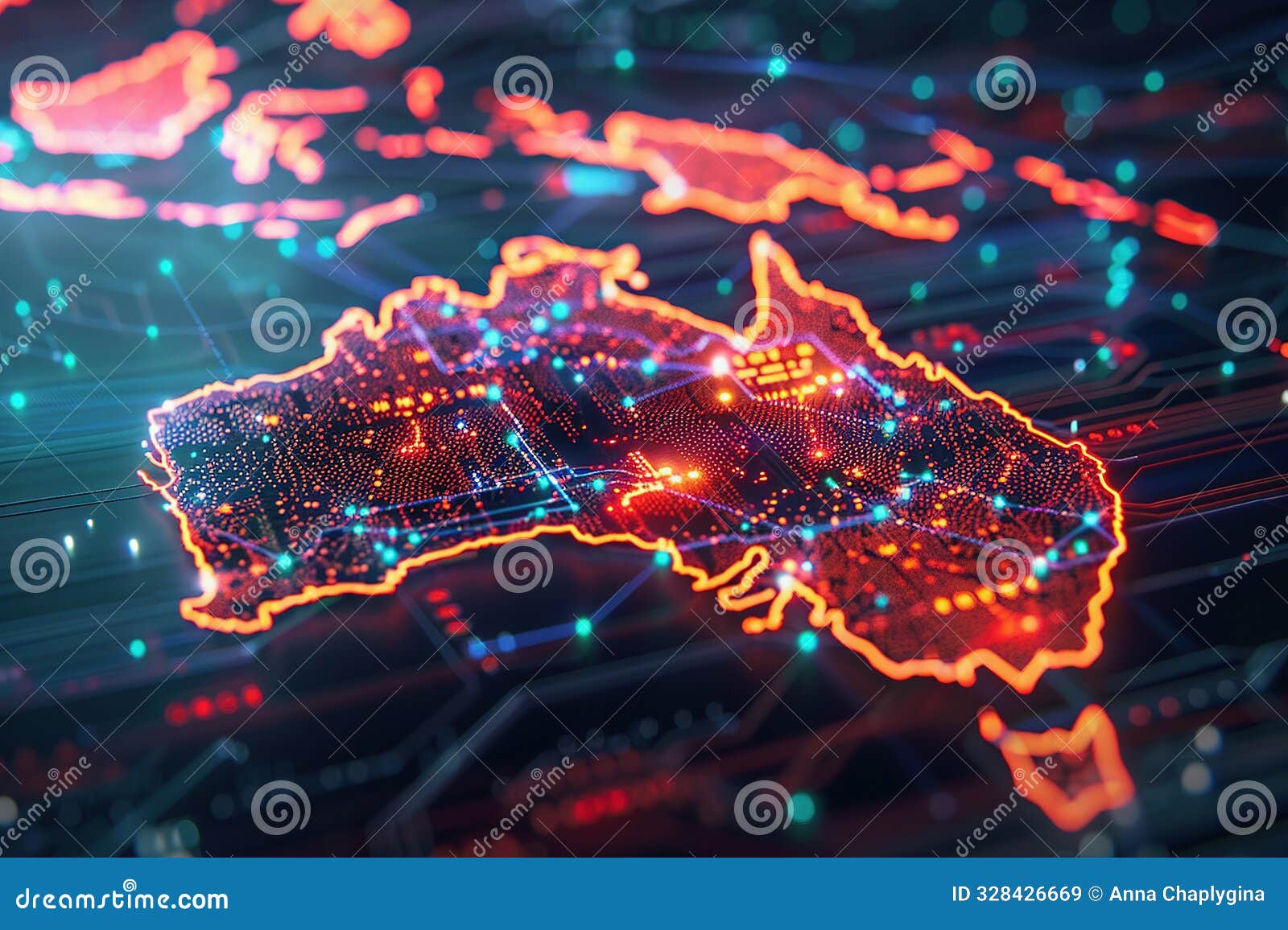 Digital Map of Australia Connectivity Network Stock Image - Image of ...
