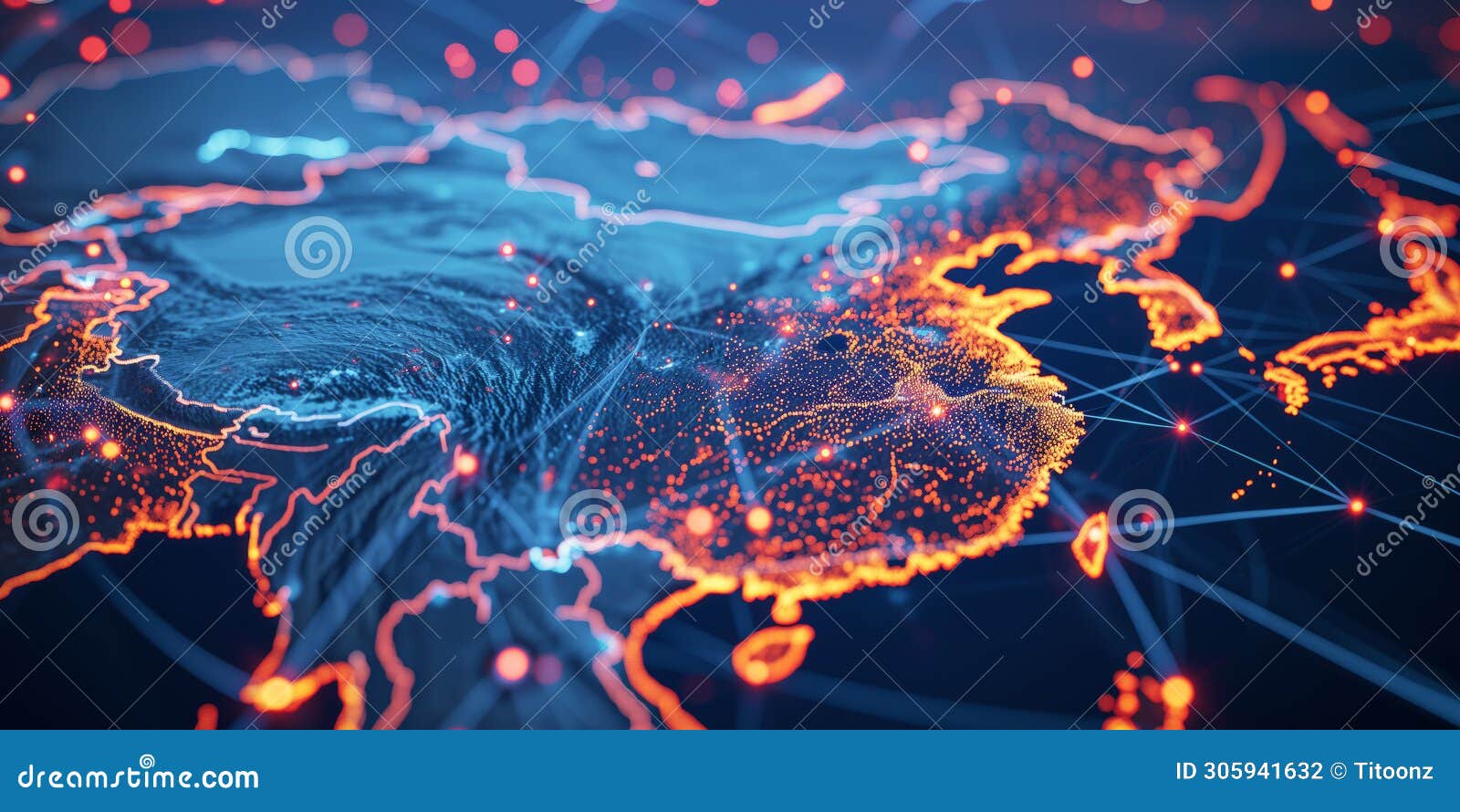 Digital Map of China, Concept of Global Network and Connectivity Stock ...