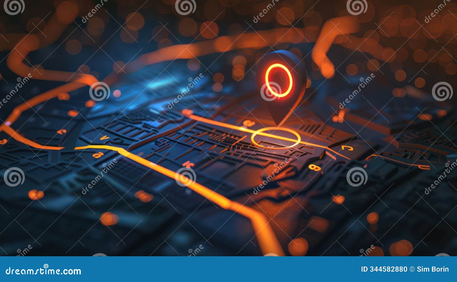 A Digital Map Display Showing GPS Coordinates of a Specific Location ...
