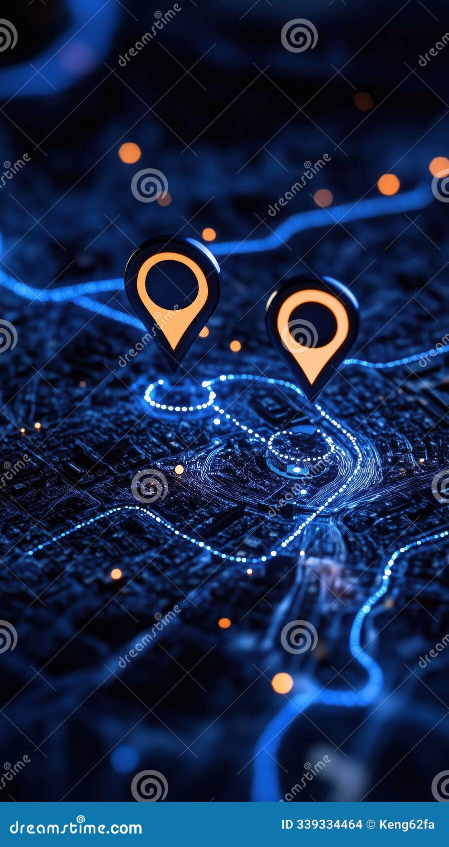 Digital Map Displaying Location with Two Pins Set, Showcasing Vibrant ...