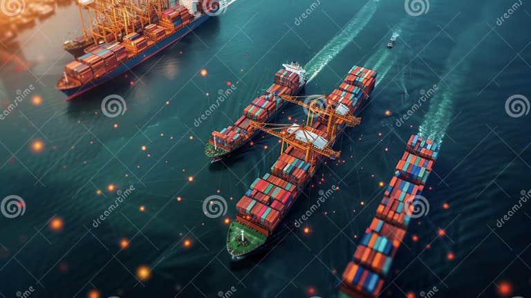 A Digital Map Displaying the Routes of Multiple Ships Carrying ...