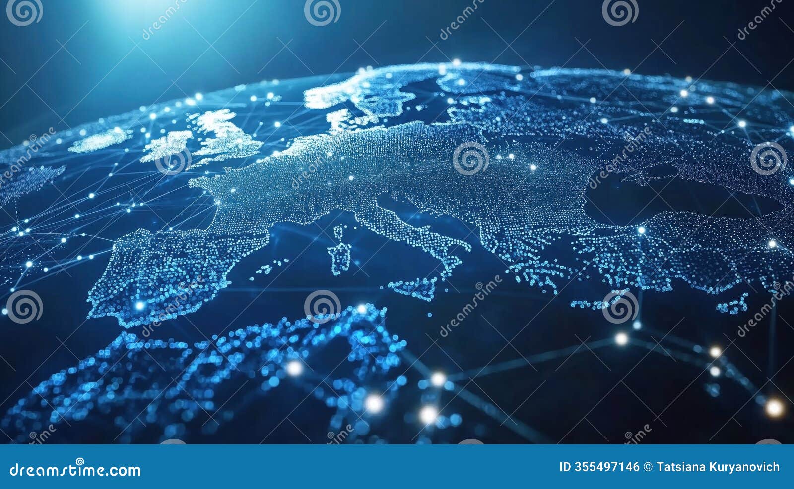 Digital Map Europe, Glowing Network Connections, Data Visualization ...