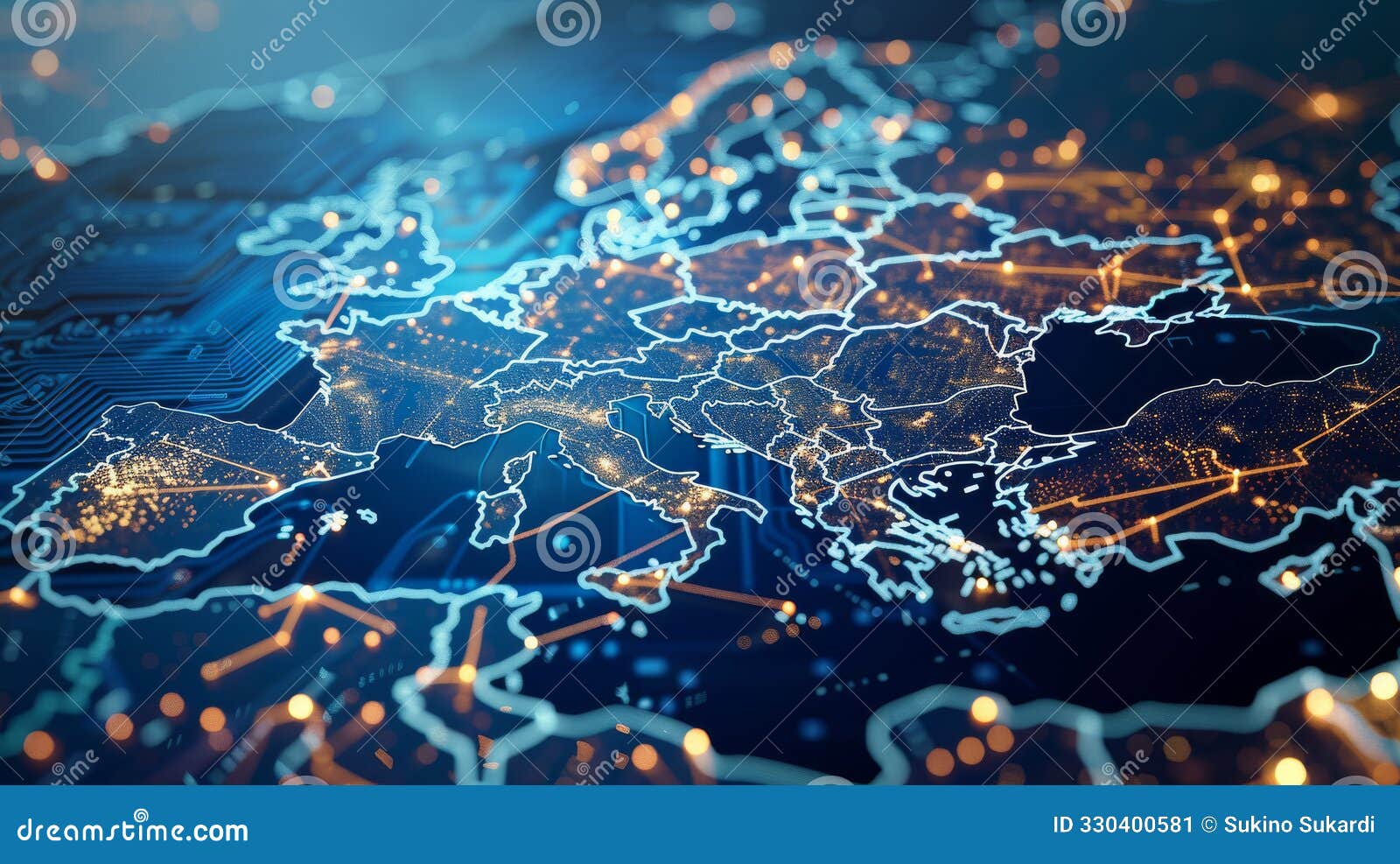 Europe Map Showcasing Famous Canals In 3D Renderings Stock Image ...