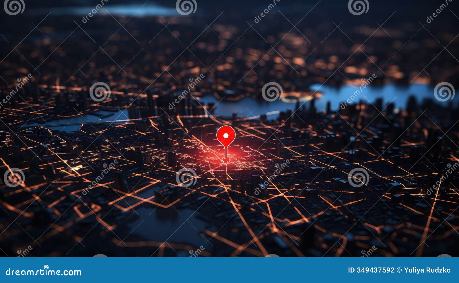 Digital Map Highlight: a Glowing Red Marker Stands Out, Marking Your ...