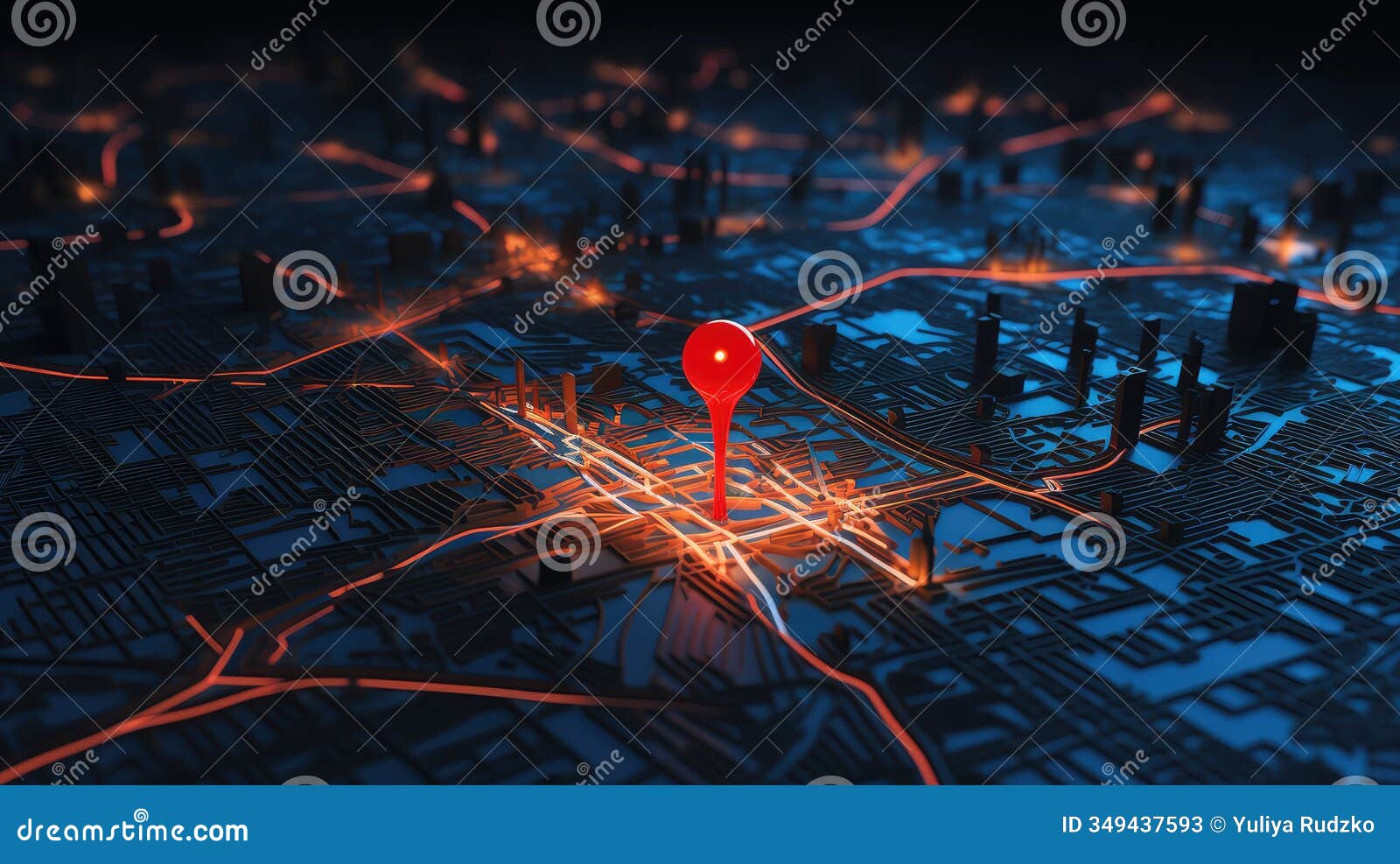 Digital Map Highlight: a Glowing Red Marker Stands Out, Marking Your ...