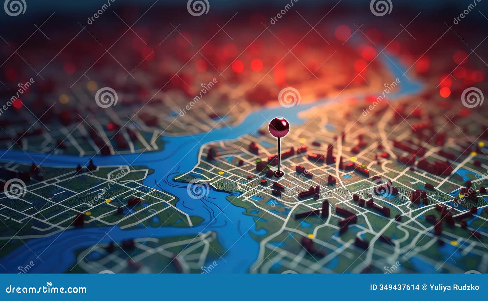 Digital Map Highlight: a Glowing Red Marker Stands Out, Marking Your ...