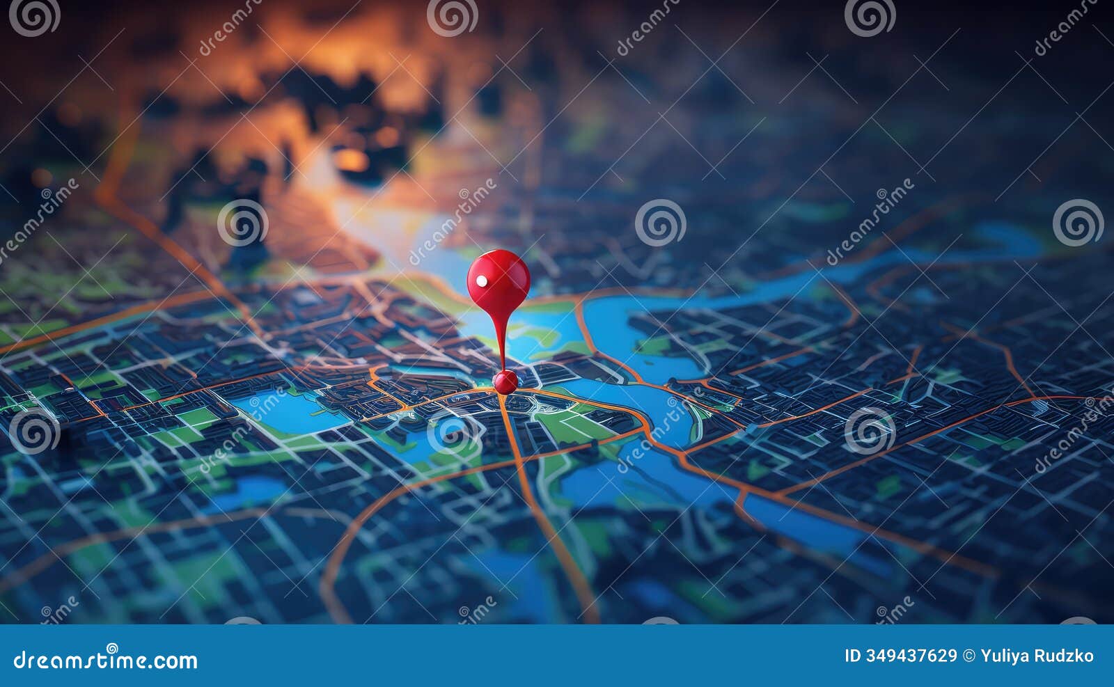Digital Map Highlight: a Glowing Red Marker Stands Out, Marking Your ...